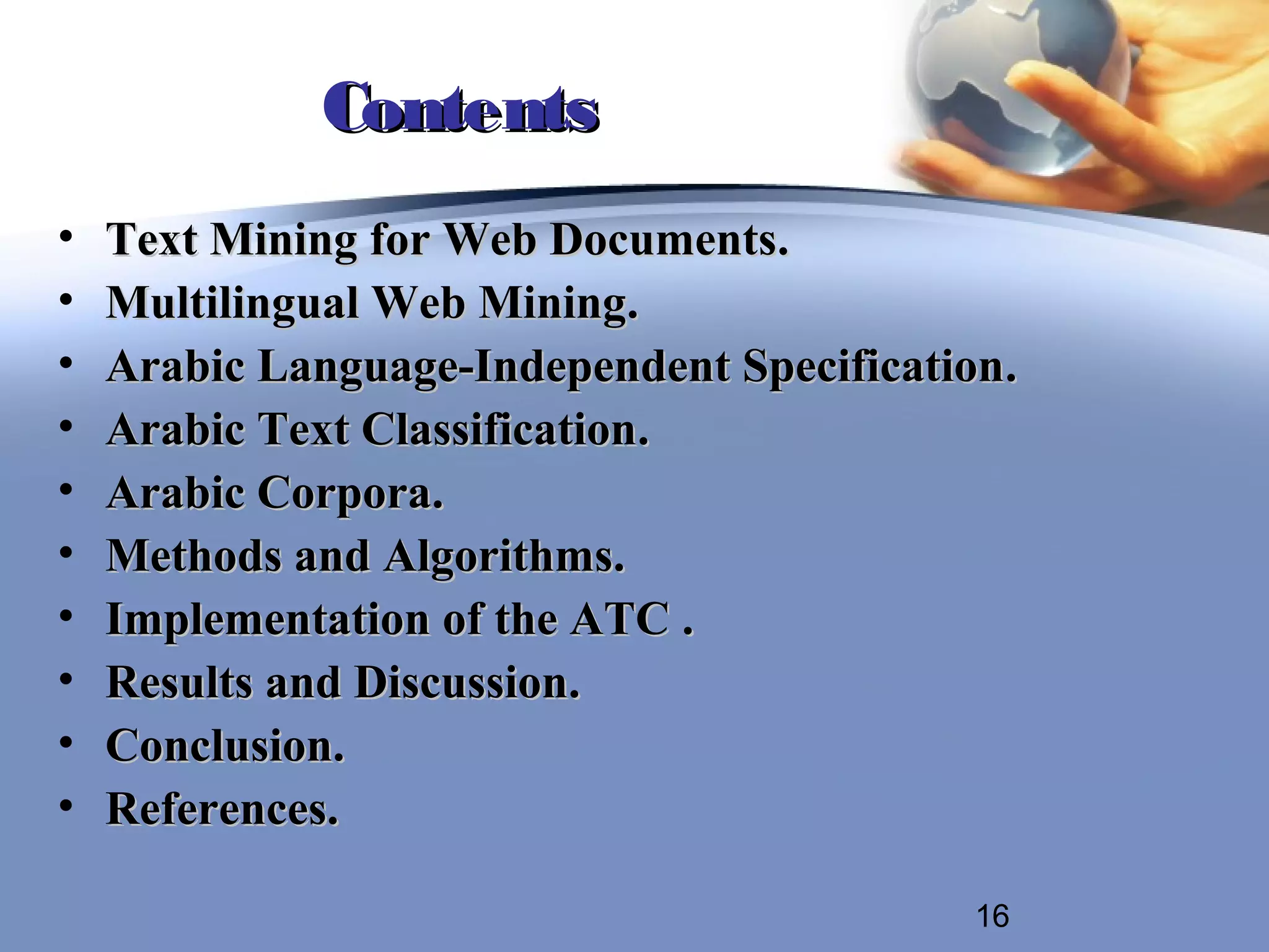 Arabic Text mining Classification | PPT | Web Design and HTML | Internet