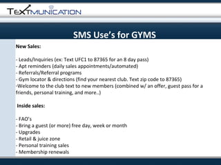 Textmunication- Mobile Marketing for UFC Gym | PPT | Free download
