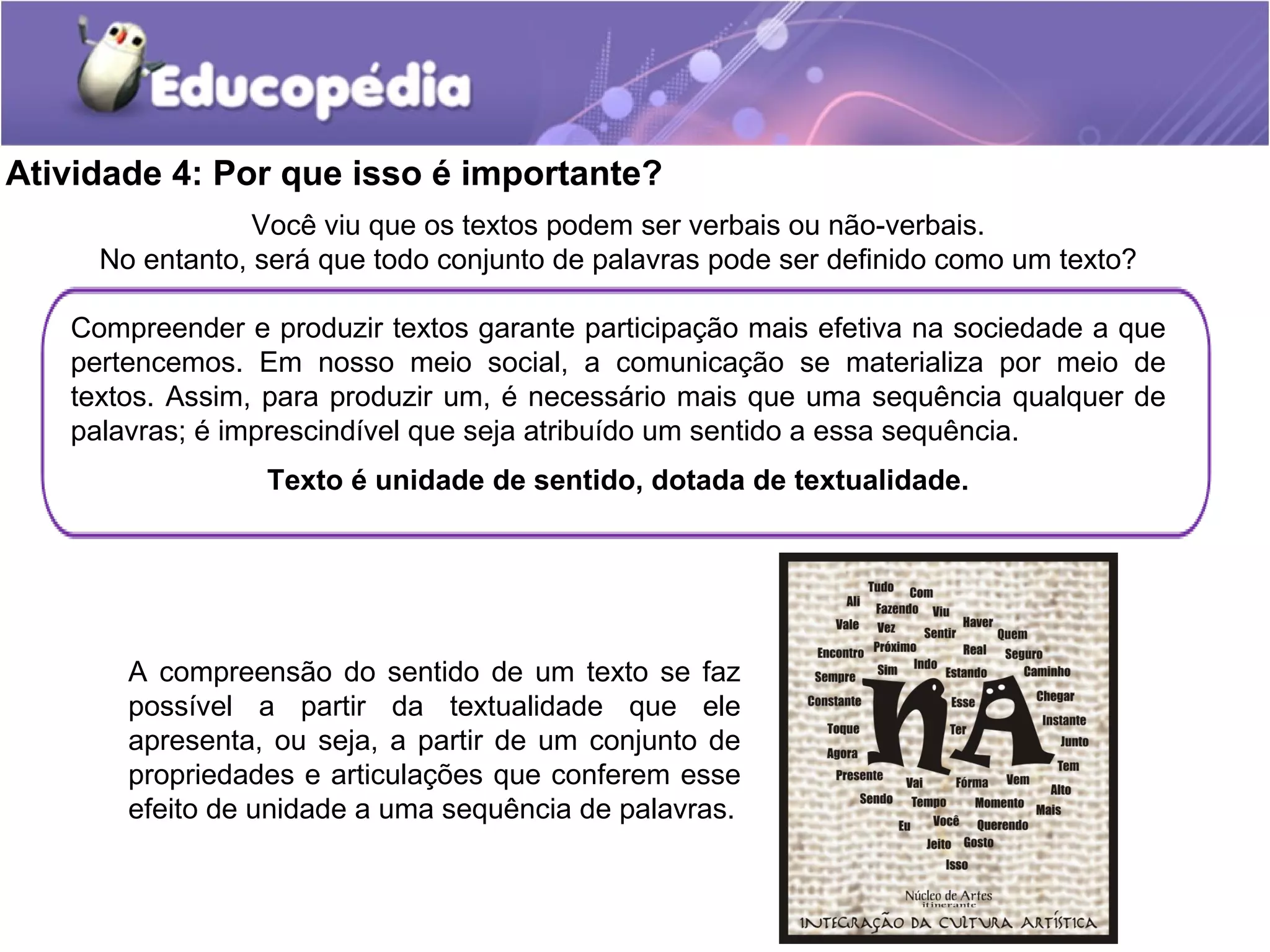 O que é texto? | PPT