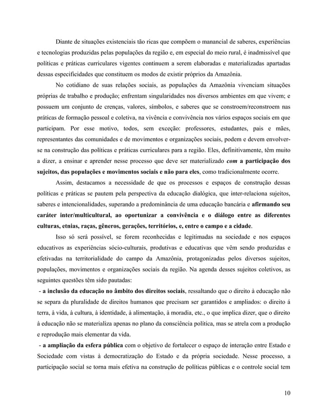 Por Uma Educação Do Campo Na Amazônia: Currículo E Diversidade Cultural ...