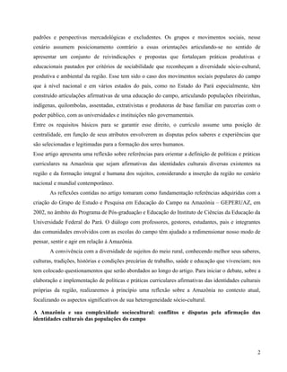 Por Uma Educação Do Campo Na Amazônia: Currículo E Diversidade Cultural ...