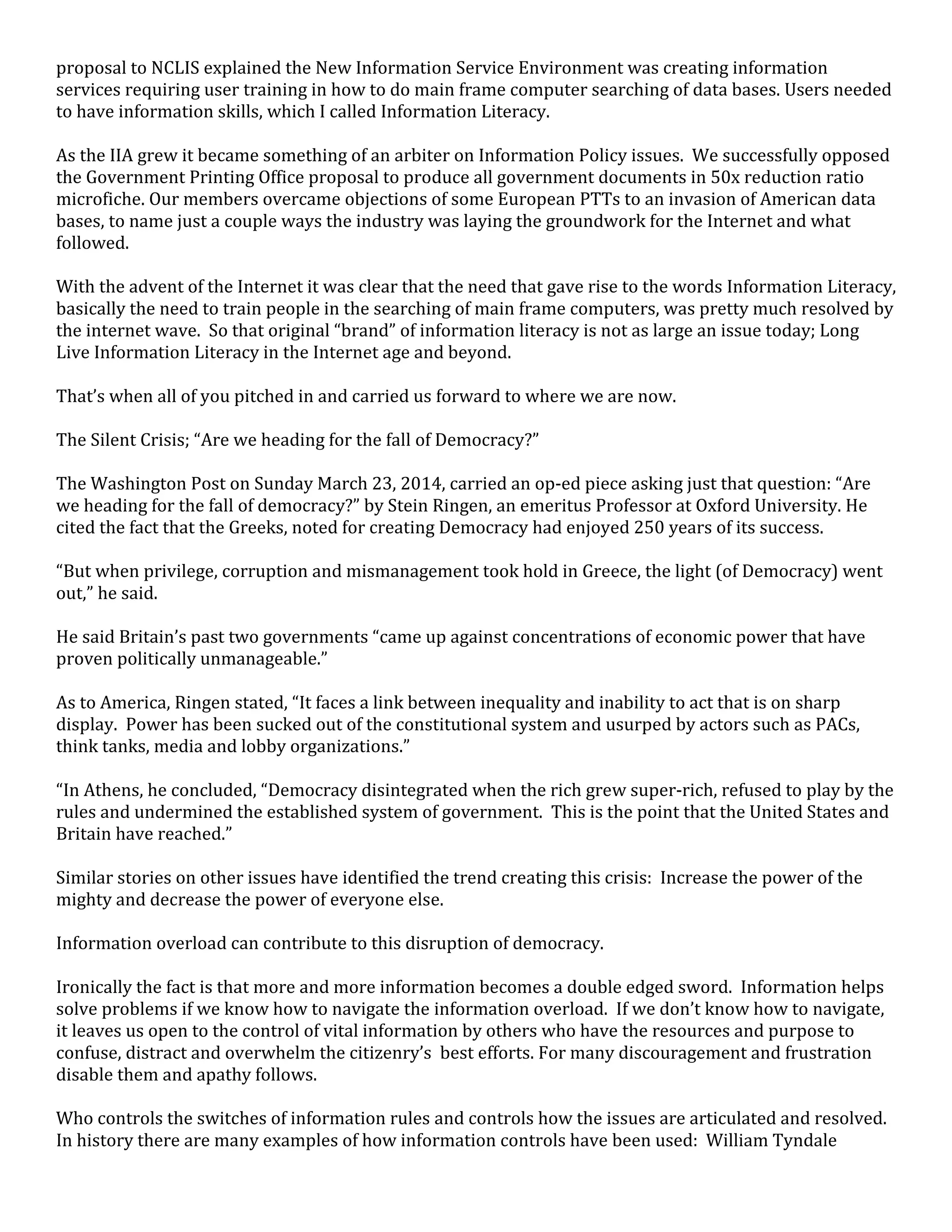 Transcript of Zurkowski video at LILAC 2014 | PDF