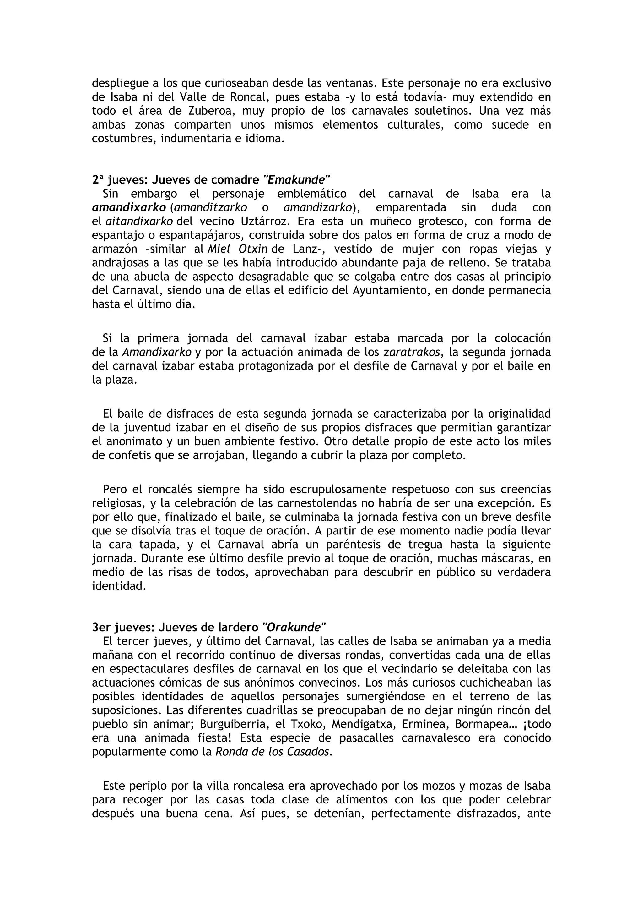 Historia del carnaval de Isaba | DOCX
