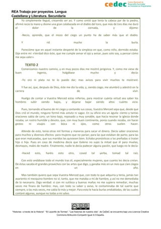 Selección de textos de "El Lazarillo" | ODT