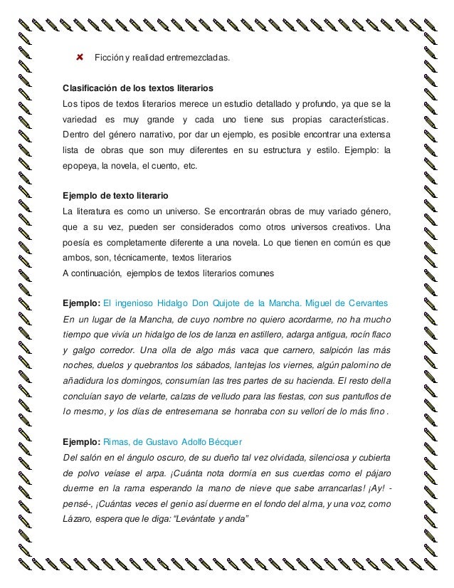 Ejemplos De Textos Literarios Ejemplos De