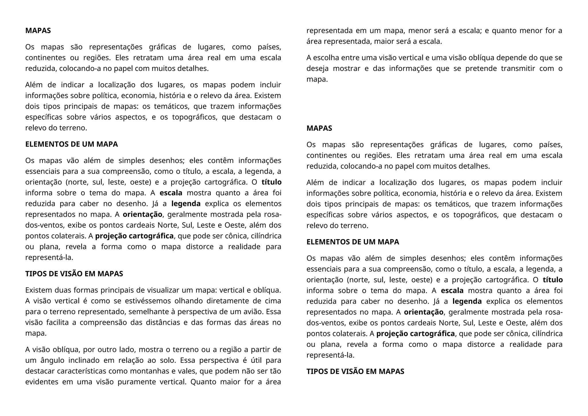 TEXTO MAPAS - IMPRIMIR.docx elementos de mapas para 4 ano | DOCX
