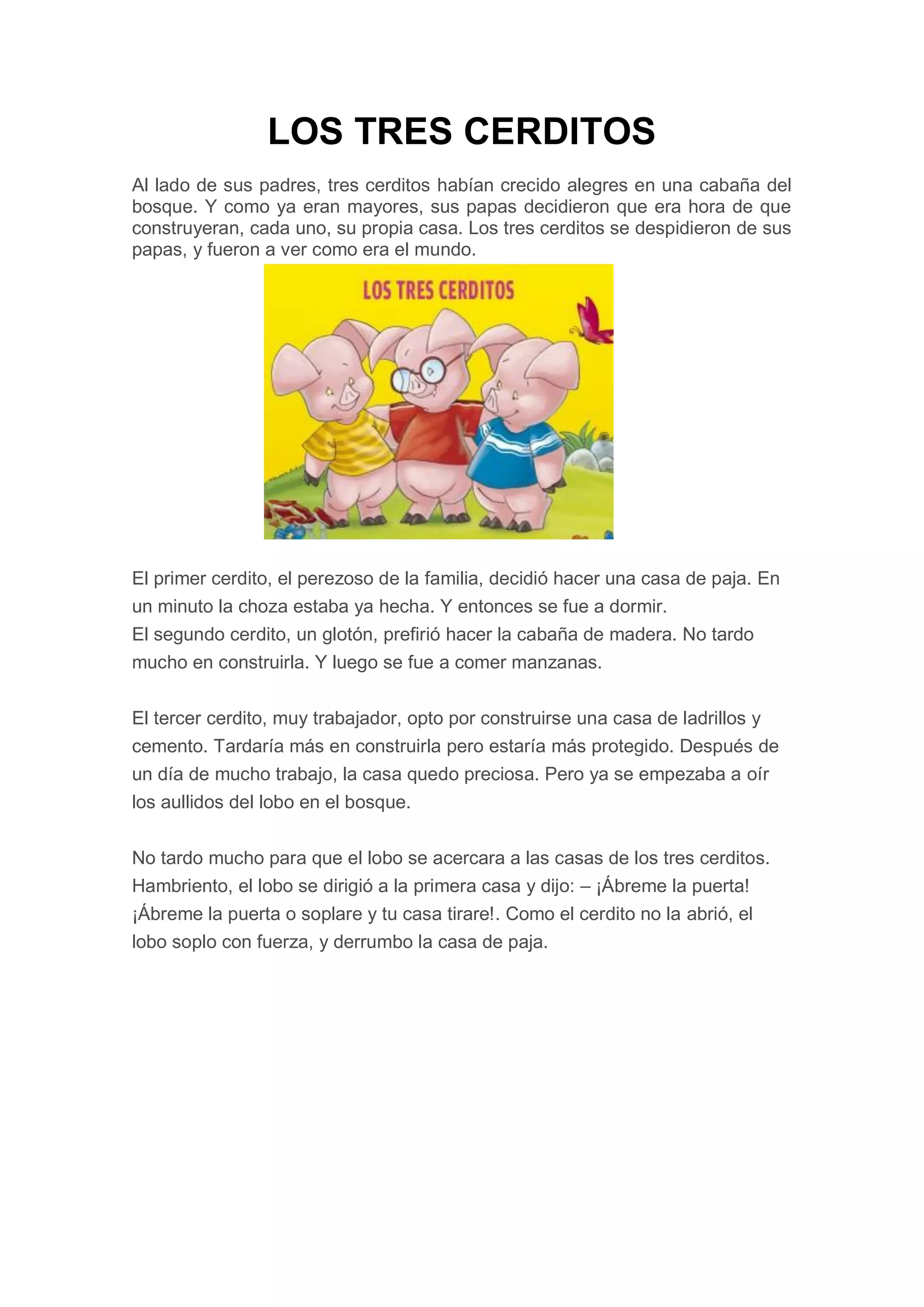 TEXTO NARRATIVO DE LOS TRES CERDITOS | PDF