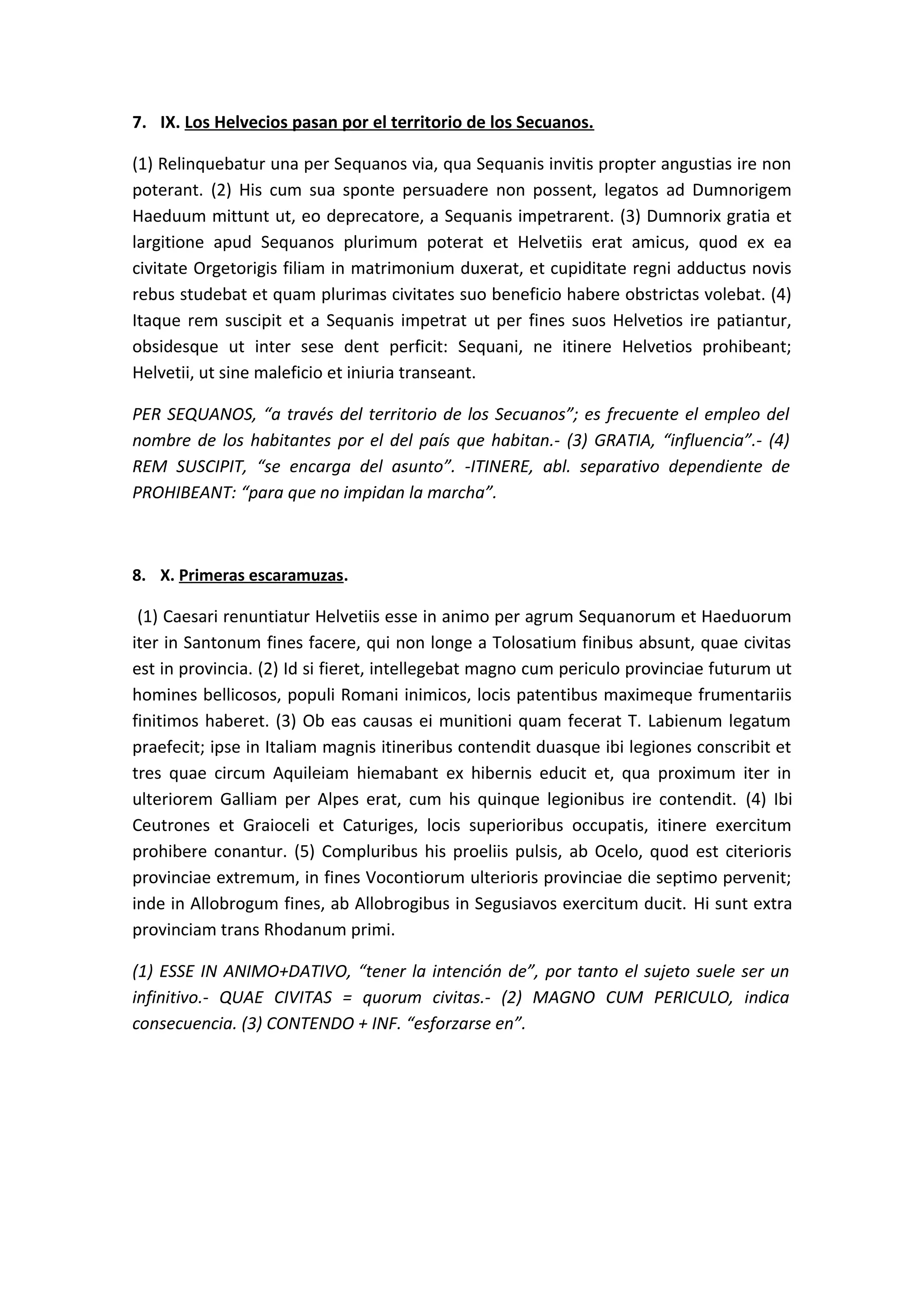 Textos 7 y 8 liber primus de bello gallico | DOC