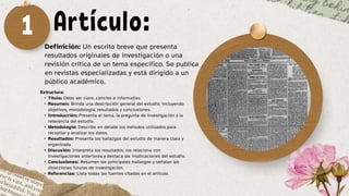 Definición y estructura de textos académicos | PPTX