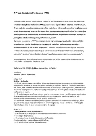 Textos de apoio e docs sobre a pap | PDF