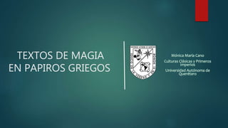Textos de magia en papiros griegos | PPTX