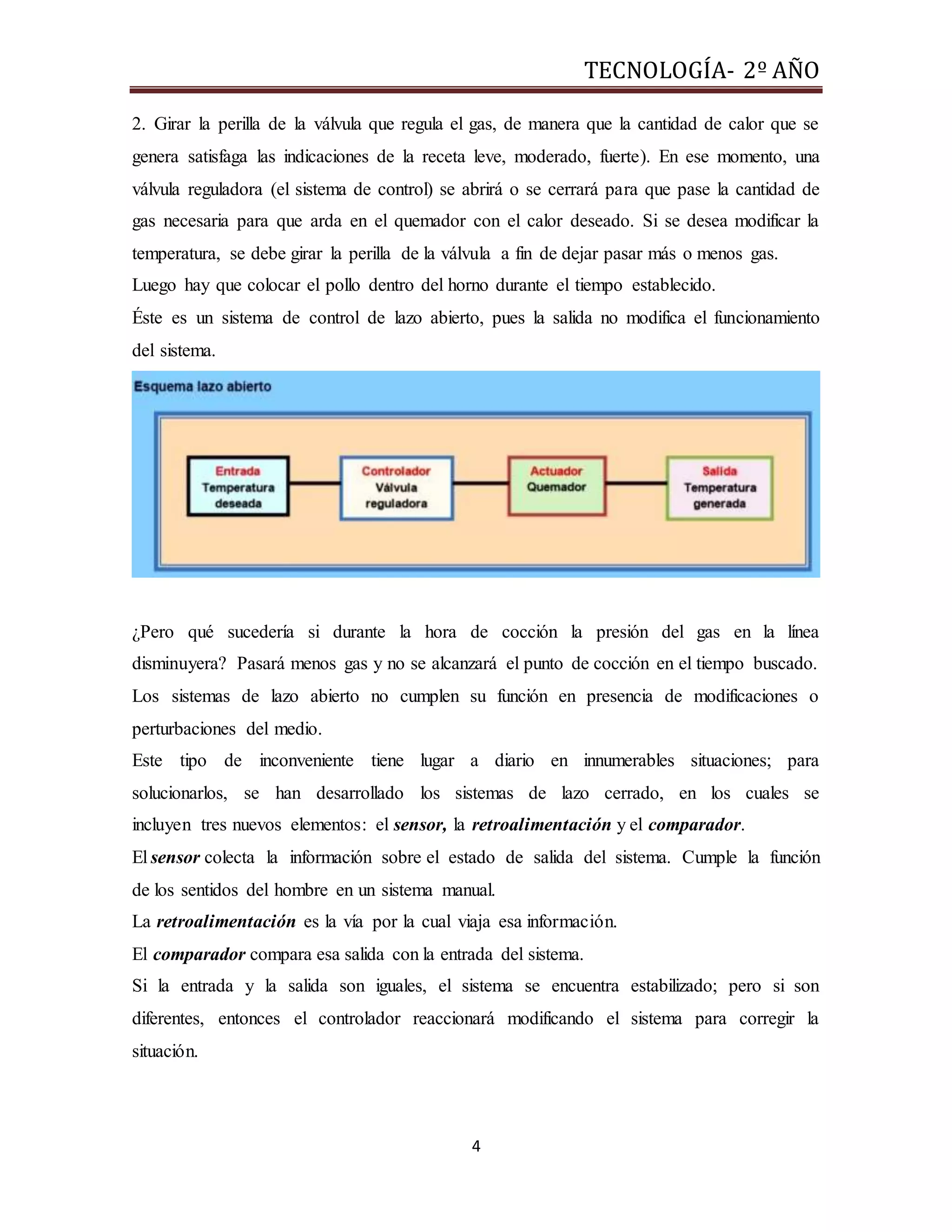 Texto sistemas de lazo abierto y lazo cerrado | DOCX