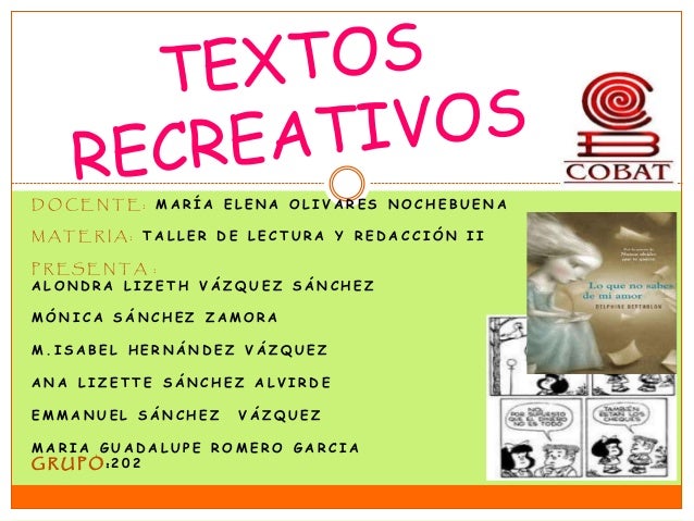 Taller De Lectura Y Redaccion Textos Recreativos