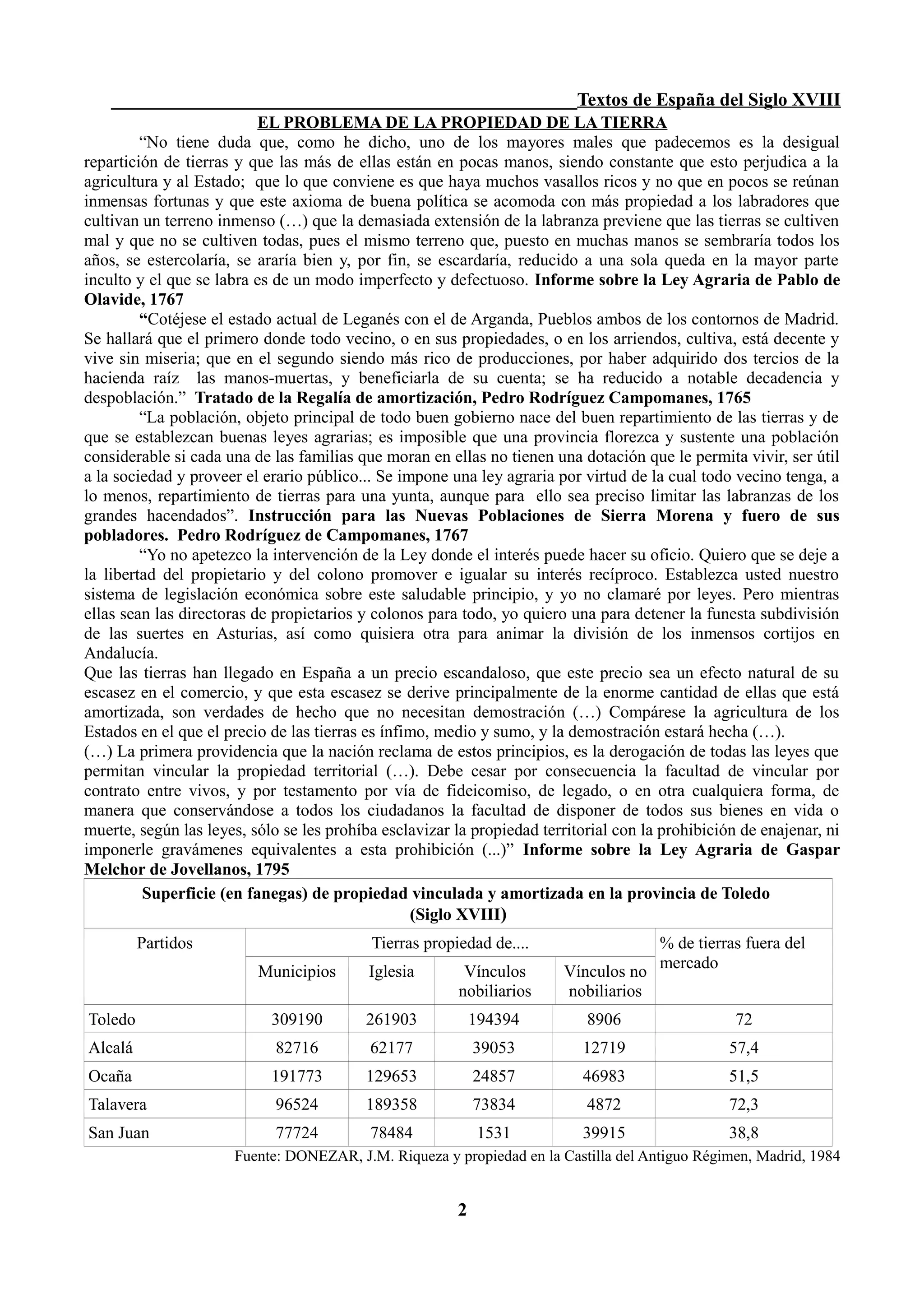 Textos España del siglo XVIII | DOC