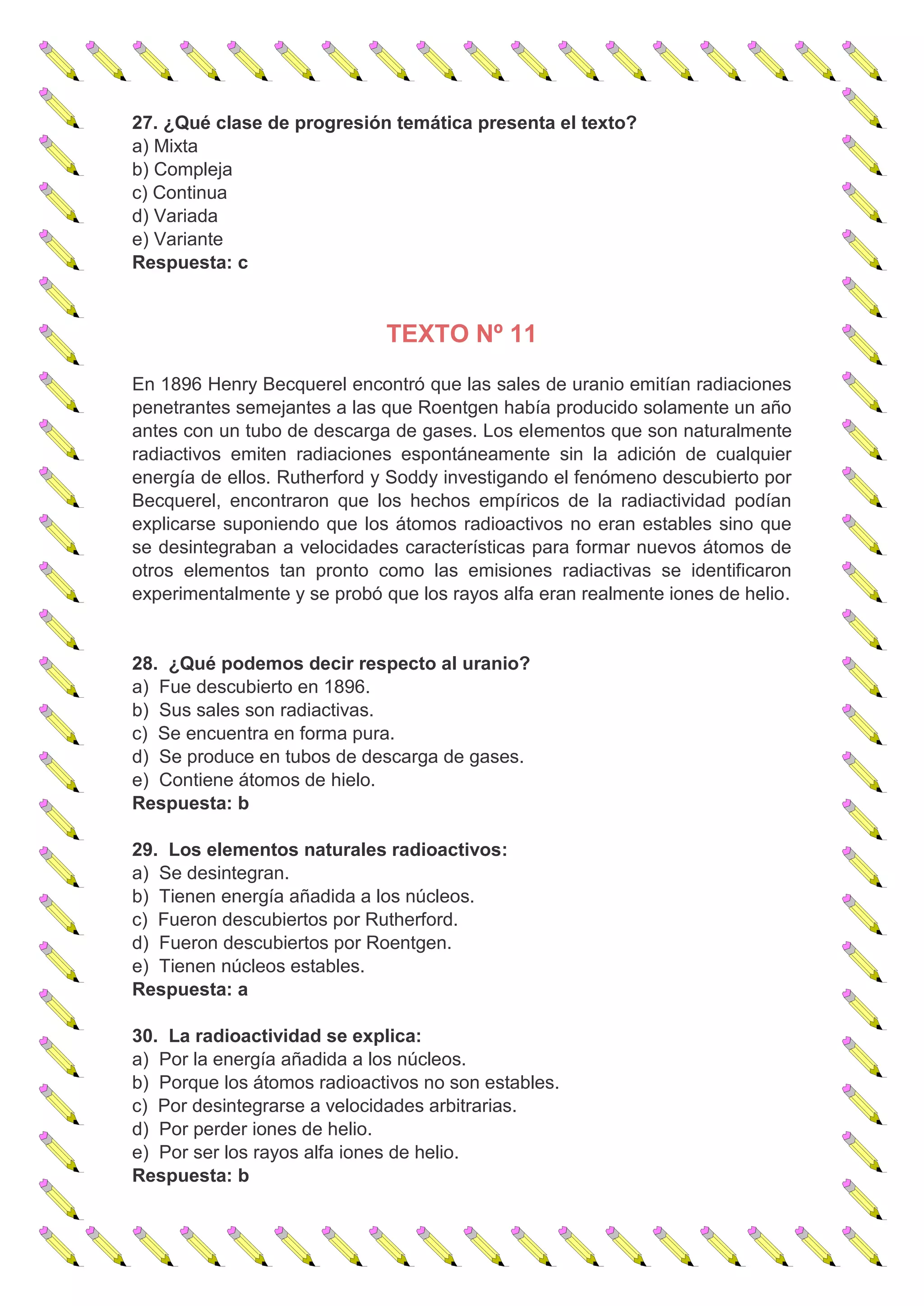 Textos y preguntas de comprensión de lectura | PDF