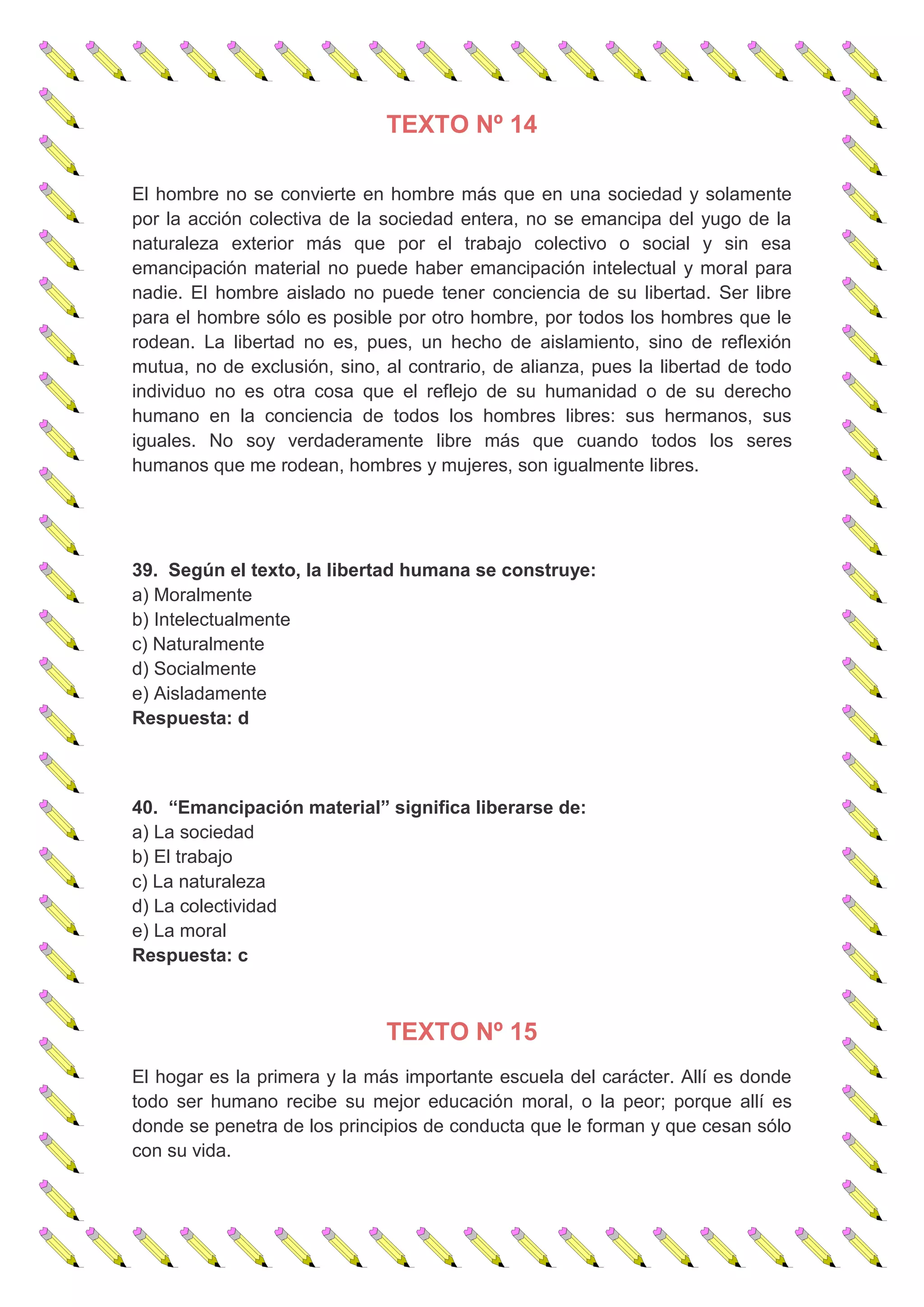 Textos y preguntas de comprensión de lectura | PDF