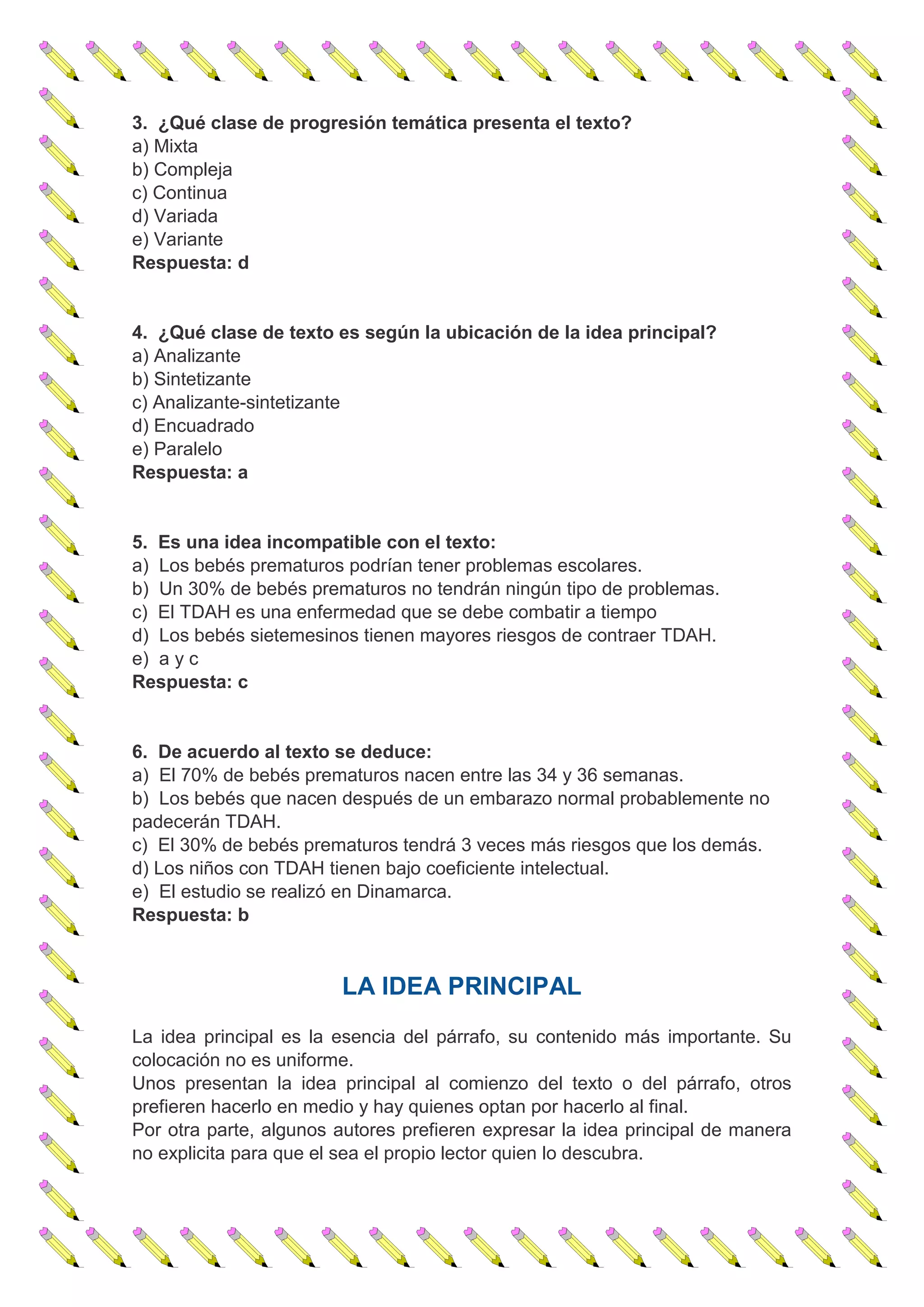 Textos y preguntas de comprensión de lectura | PDF