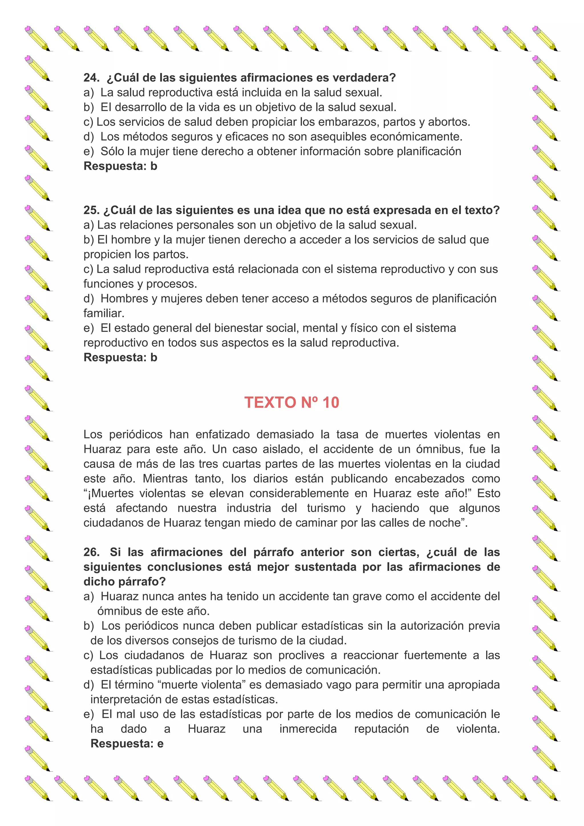 Textos y preguntas de comprensión de lectura | PDF