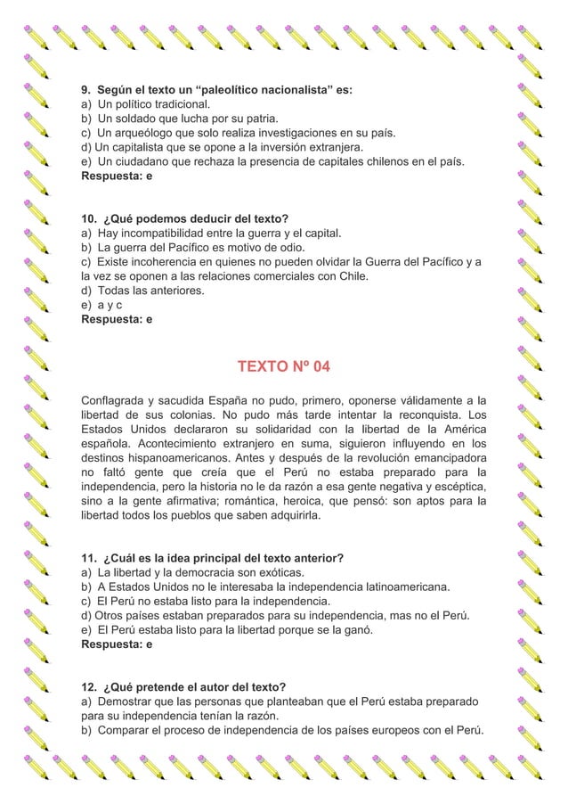 Textos y preguntas de comprensión de lectura | PDF