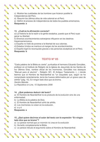 Textos y preguntas de comprensión de lectura | PDF