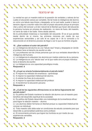 Textos y preguntas de comprensión de lectura | PDF
