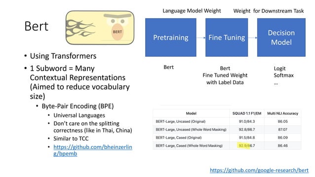 Thai Text processing by Transfer Learning using Transformer (Bert) | PDF