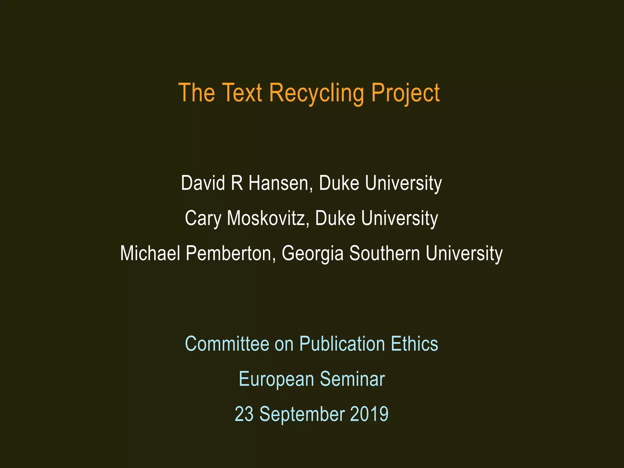Text recycling research project | PPTX | Desktop Publishing | Computer ...