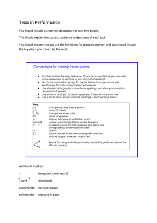 Texts in performance transcription key | PDF