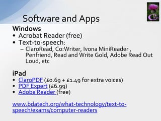 Using text-to-speech in exams - practical solutions and pitfalls, UK ...