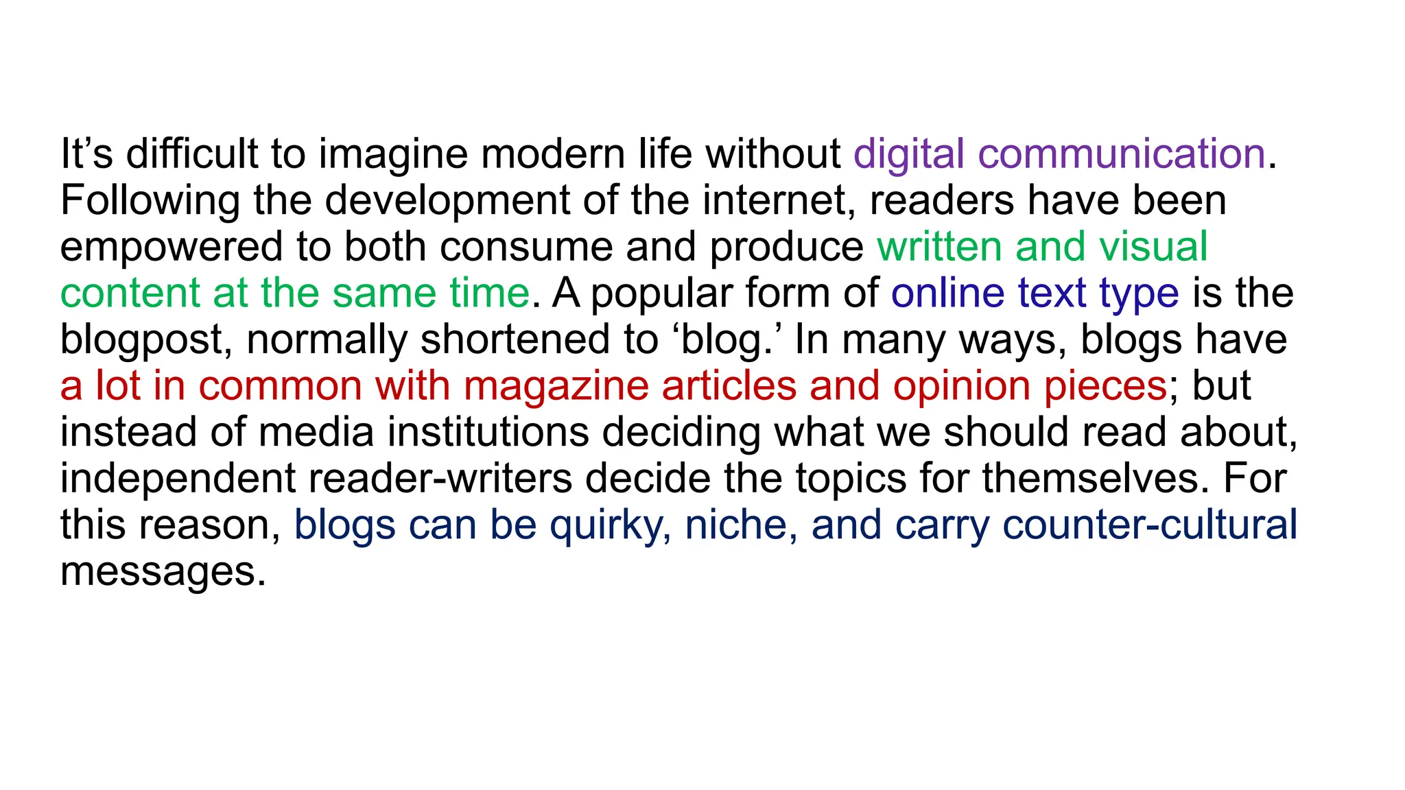 Blog Writing- First language English -text type | PPT