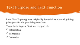 Text Types in Translation: Understanding Informative, Expressive ...