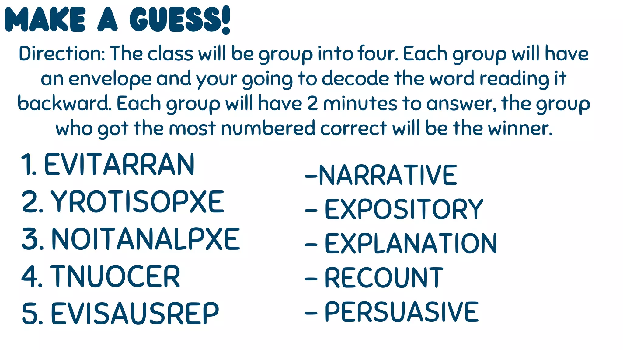 TEXT TYPE (NARRATIVE, EXPOSITORY, RECOUNT, EXPLANATION, PERSUASIVE).pptx