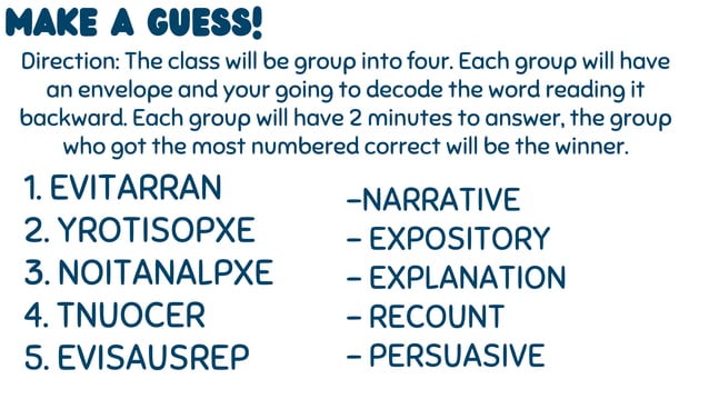 TEXT TYPE (NARRATIVE, EXPOSITORY, RECOUNT, EXPLANATION, PERSUASIVE).pptx