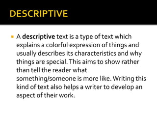 TYPE OF TEXT TEXT TYPES | PPTX
