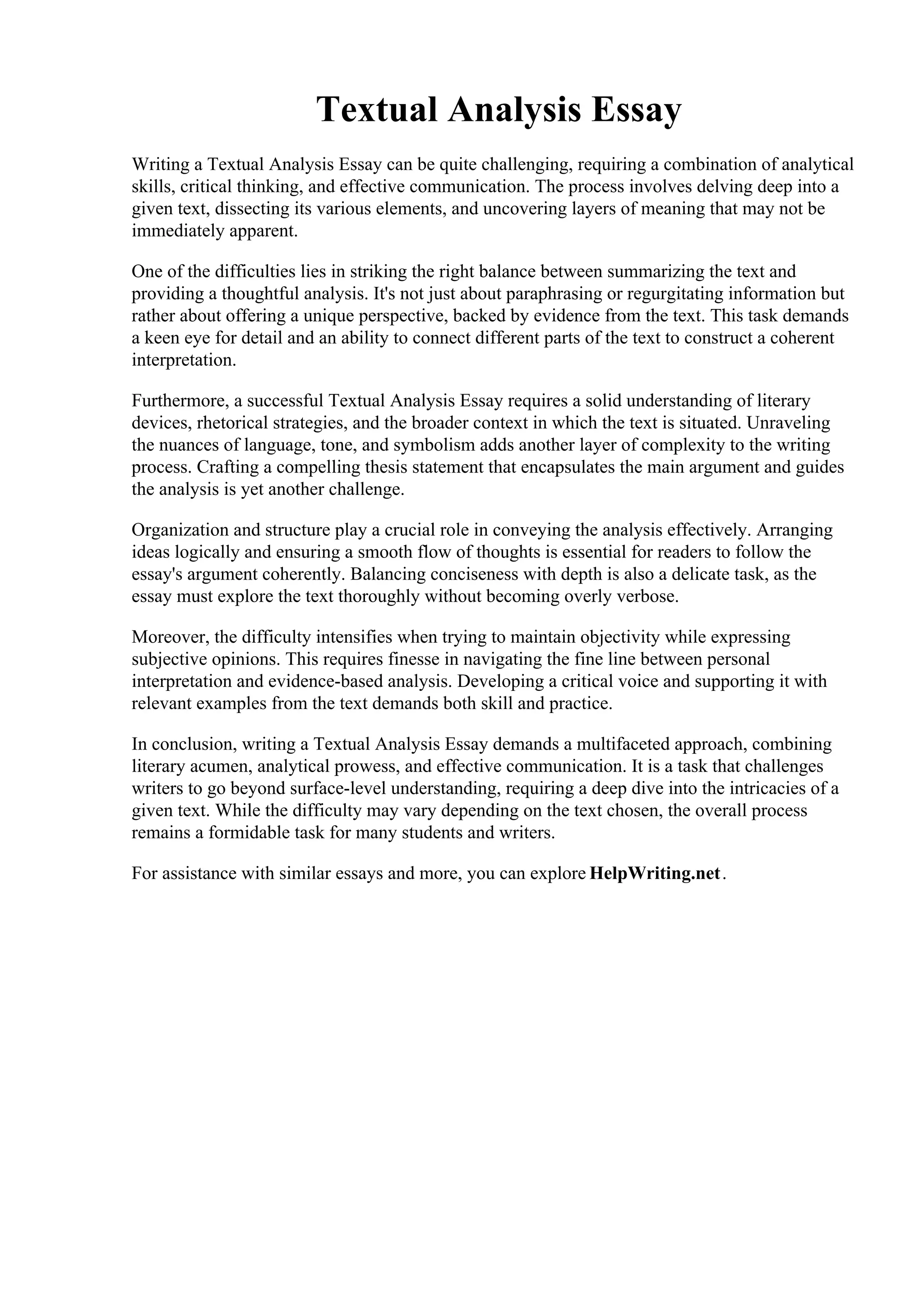 Textual Analysis Essay | PDF