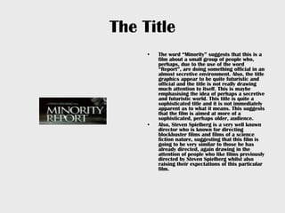 Textual Analysis of Minority Report Poster | PPT