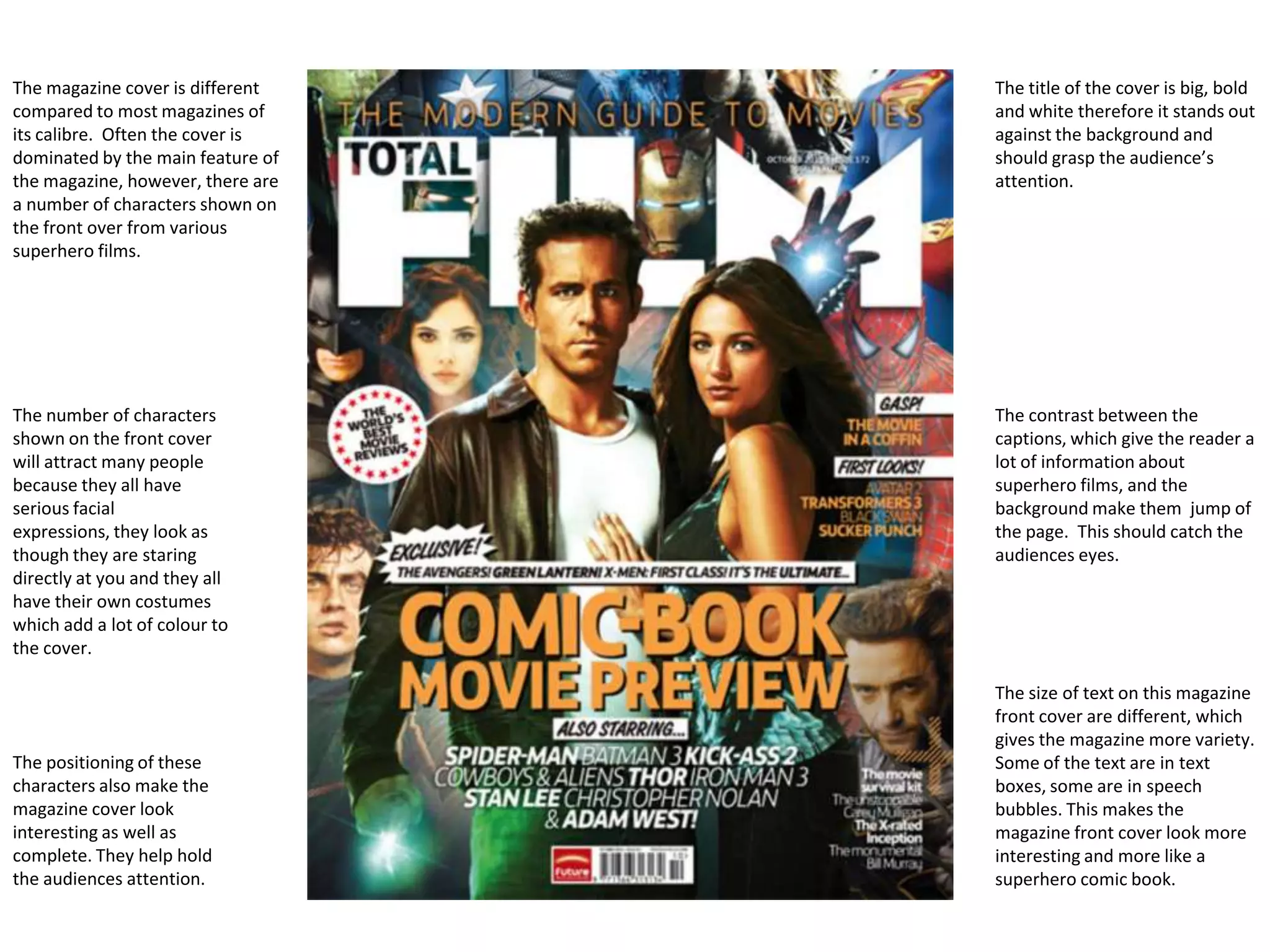 Textual analysis of film magazine cover | PPTX | Comics and Graphic Novels | Books and Literature