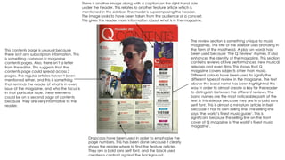 Textual analysis q magazine contents page | PPT