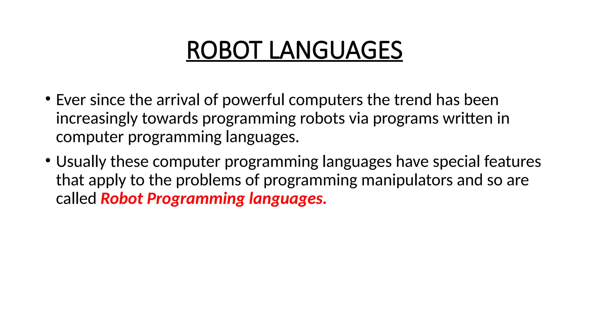 textual robot languages classification and description | PPTX