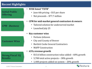 Textura f3 q13 investor slides | PPT