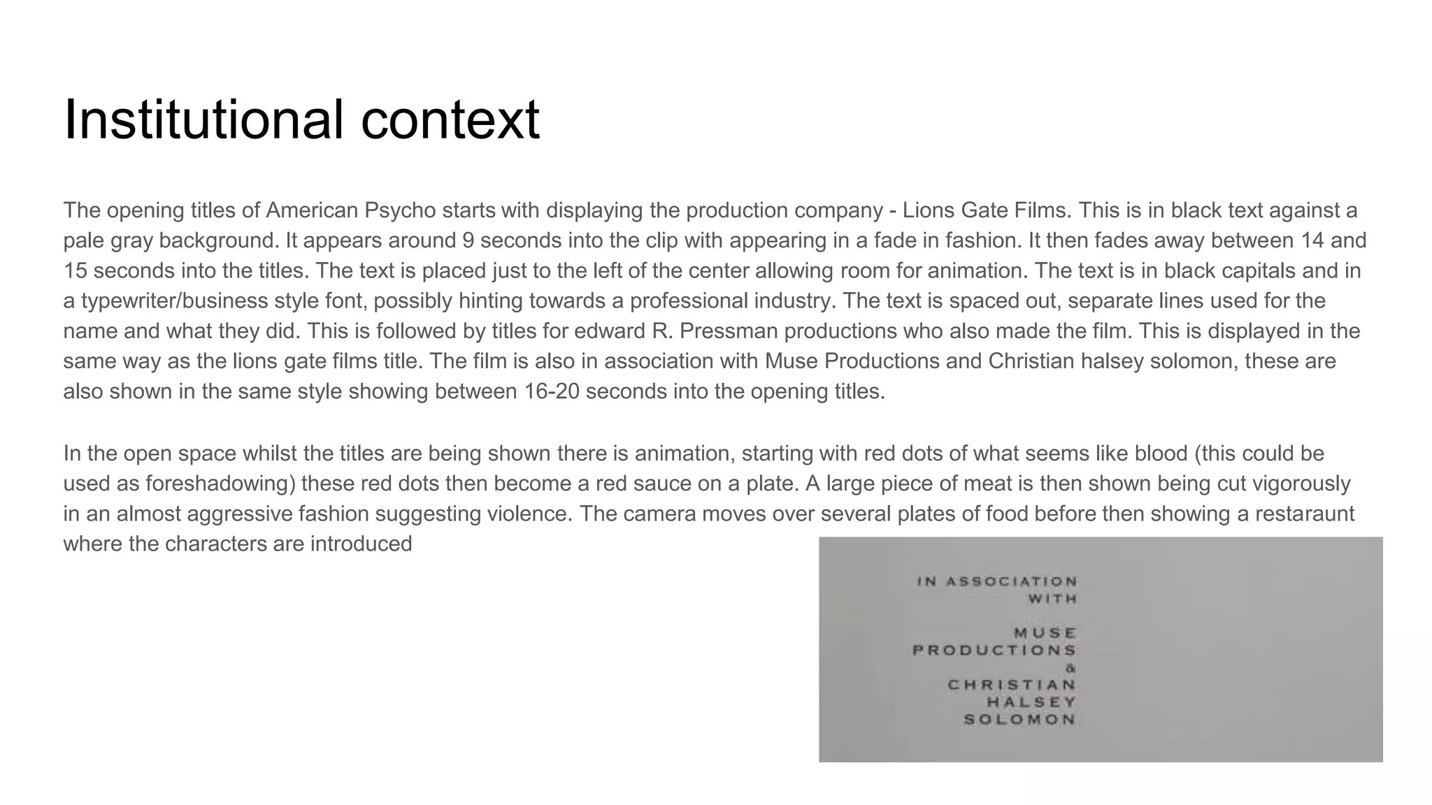 Textural analysis - American Psycho | PPTX