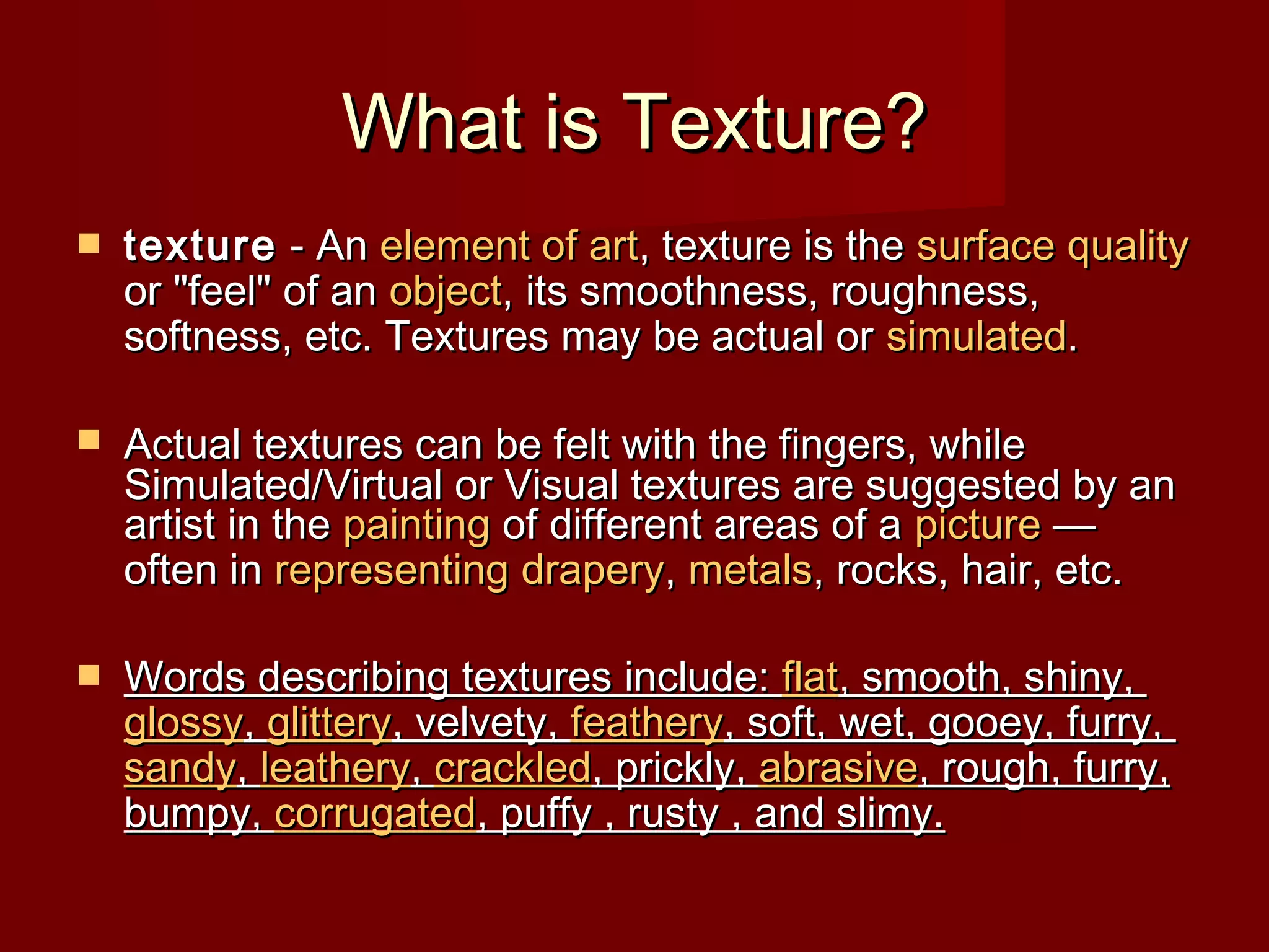Texture-Element of Design-Art Lesson | PPT