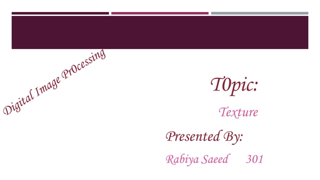 Texture (DIP) | PPTX | 3-D Graphics | Computer Software and Applications