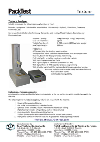 Texture analyser | PDF | Computer Peripherals | Computing