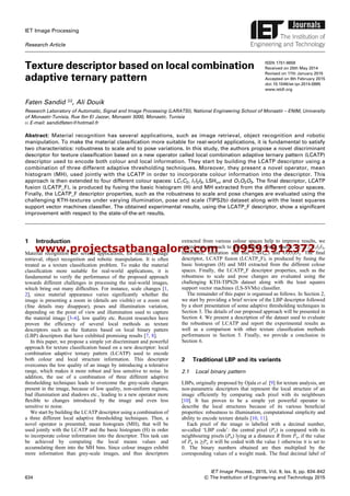 Texture descriptor based on local combination adaptive ternary pattern | PDF