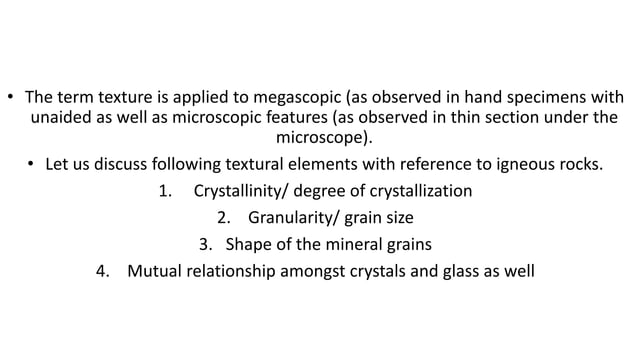 Texture of Igneous Rock.pptx | Geology | Science