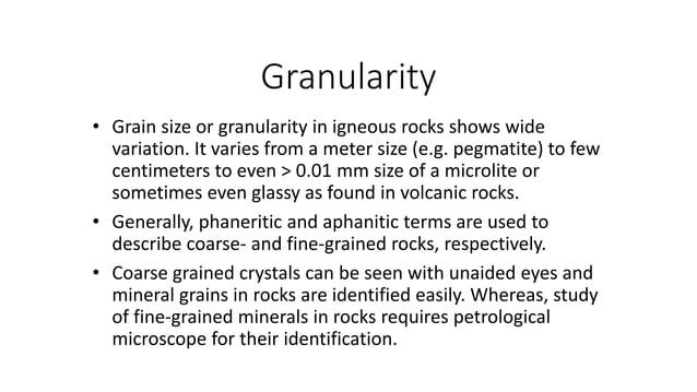 Texture of Igneous Rock.pptx | Geology | Science