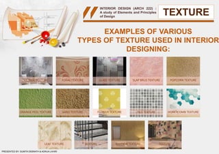 Texture- an element of interior design | PPTX