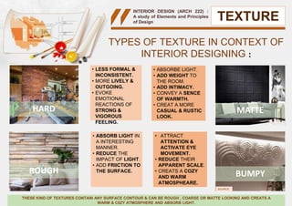 Texture- an element of interior design | PPTX