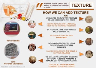 Texture- an element of interior design | PPTX